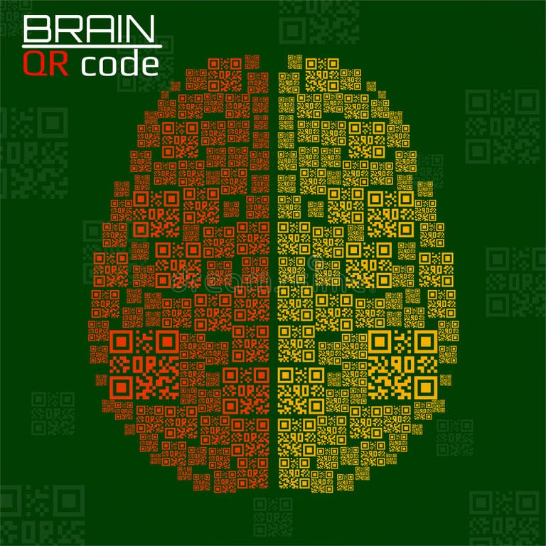 QR Code Brain. Silhouette Human Brain with Qr Code Stock Vector ...