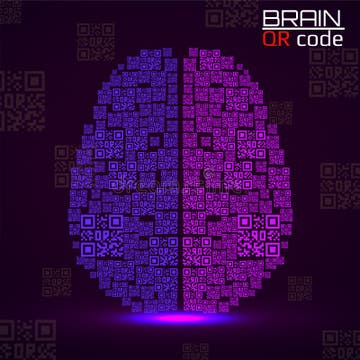 QR Code Brain. Silhouette Human Brain with Qr Code Stock Vector ...
