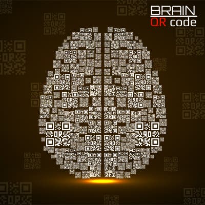 QR Code Brain. Silhouette Human Brain with Qr Code Stock Vector ...