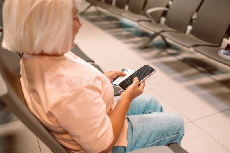 Qr Code, Check in and Man with a Phone for a Ticket, Airplane Booking ...