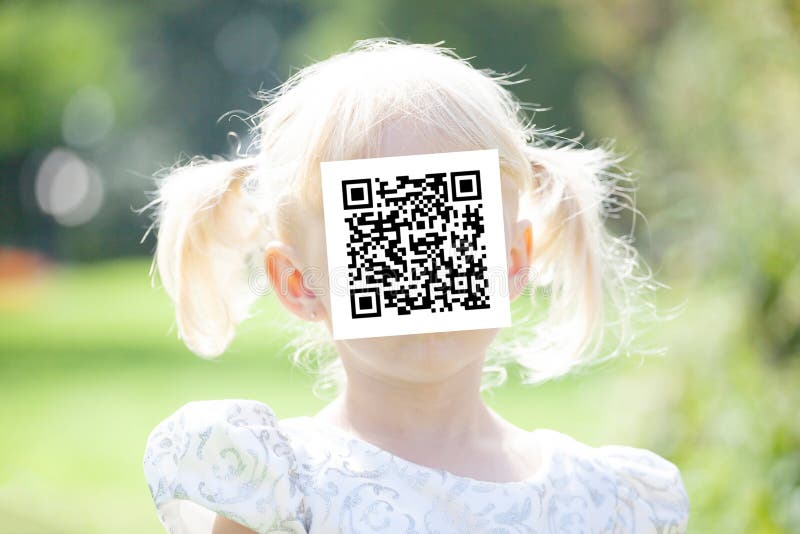 Qr Code on the Child& X27;s Face Stock Photo - Image of head ...