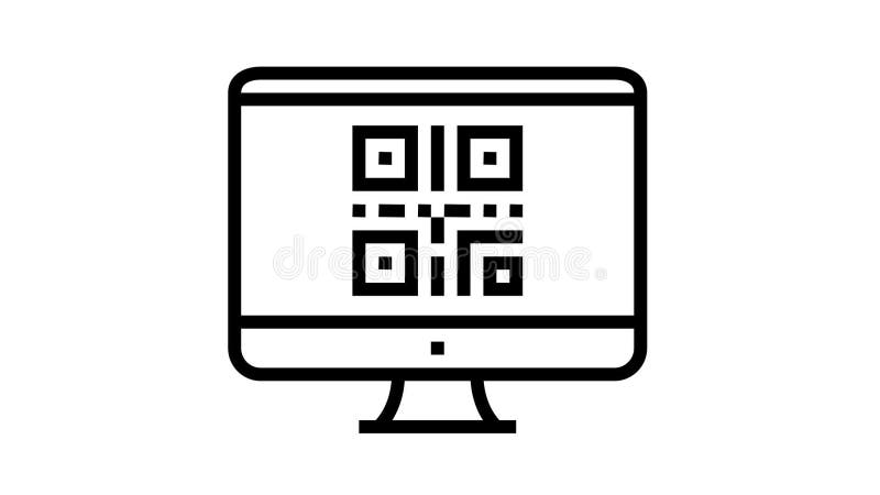 Qr Code on Computer Screen Line Icon Animation Stock Video - Video of ...