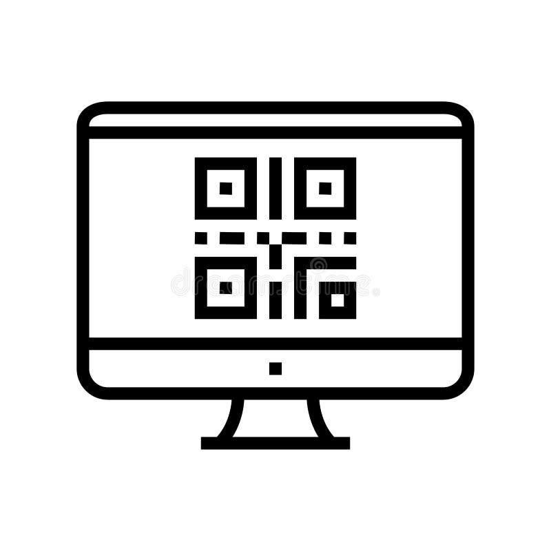 Qr Code on Computer Screen Color Icon Vector Isolated Illustration ...