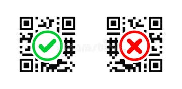 Qr Code Control Icon Check Mark and Cross Stock Vector - Illustration ...
