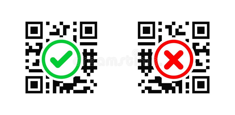 Qr Code Control Icon Check Mark and Cross Stock Vector - Illustration ...