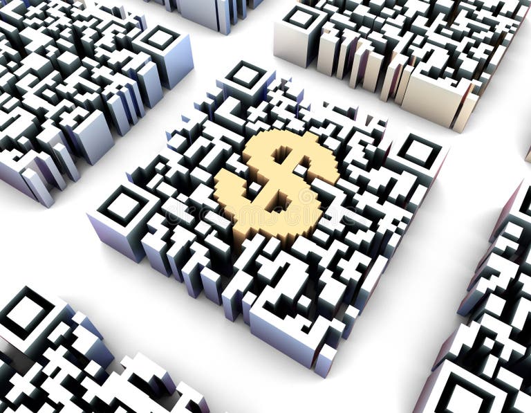 QR Code Data Transmission and US Dollar Currency, Financial ...