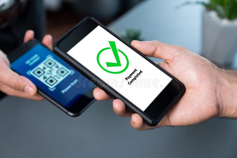 QR Code is Displayed on Screen for Cashless Payment Scanning ...