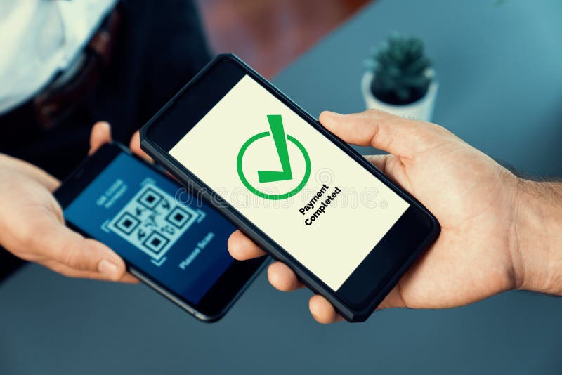 QR Code is Displayed on Screen for Cashless Payment Scanning ...