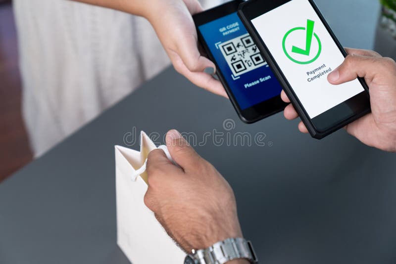 QR Code is Displayed on Screen for Cashless Payment Scanning ...
