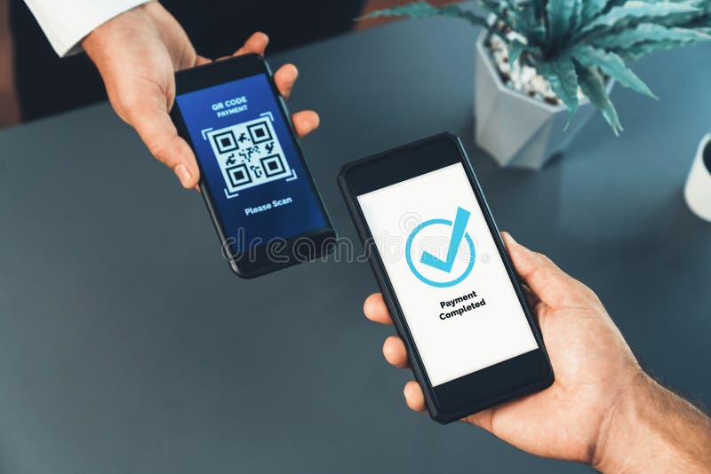 QR Code is Displayed on Screen for Cashless Payment Scanning. Fervent ...