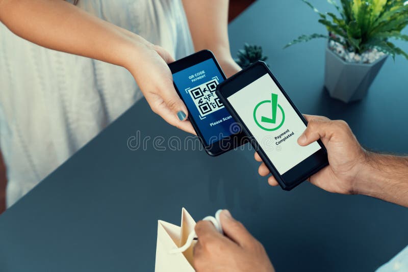 QR Code is Displayed on Screen for Cashless Payment Scanning. Fervent ...
