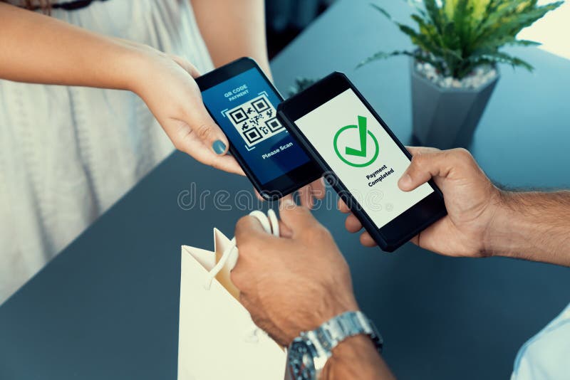 QR Code is Displayed on Screen for Cashless Payment Scanning. Fervent ...