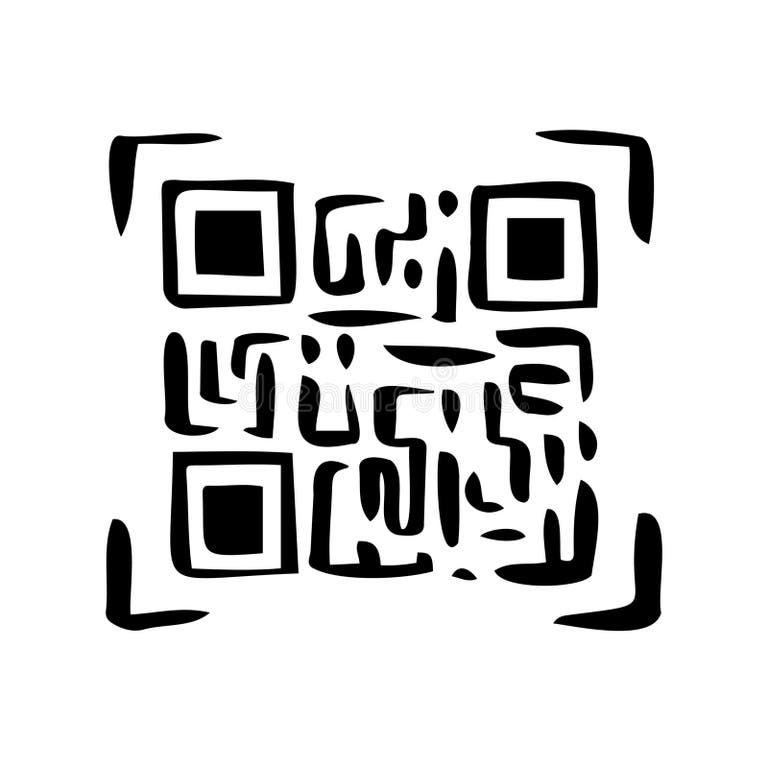 QR Code Doodle Hand Drawn Icon. Marketing and Electronic Commerce Stock ...