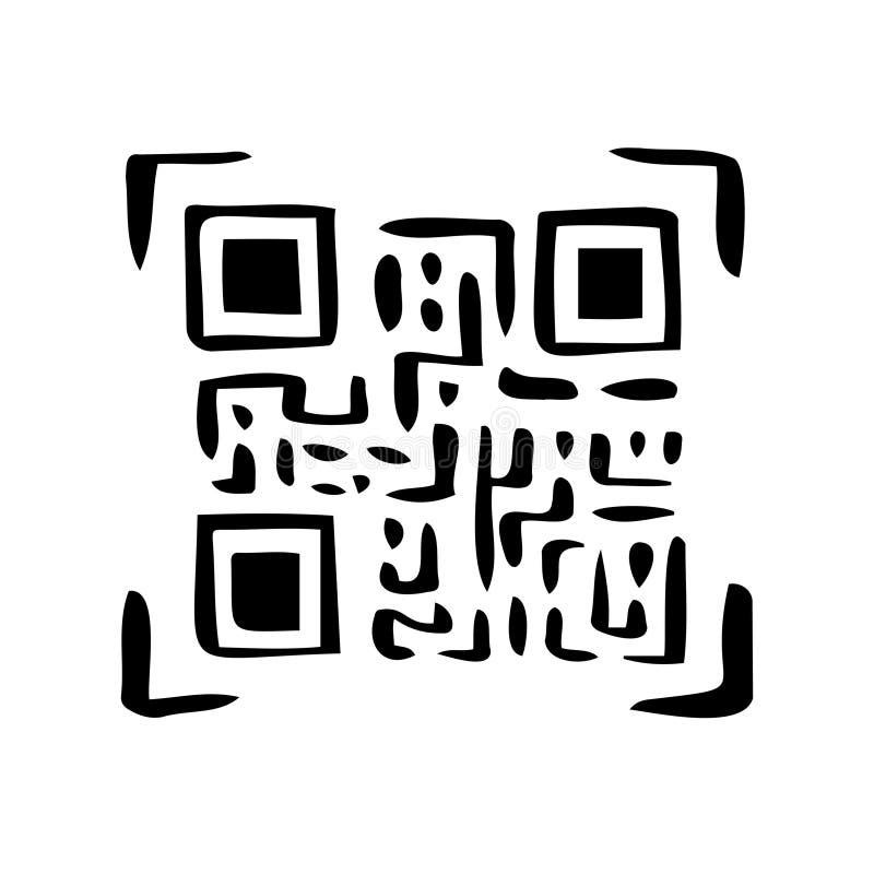 QR Code Doodle Hand Drawn Icon. Marketing and Electronic Commerce Stock ...