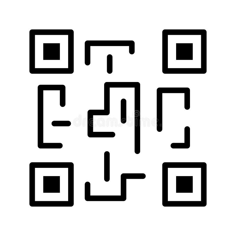 QR Code Flat Line Icon. Wireless RFID Chip and Radio-frequency ...