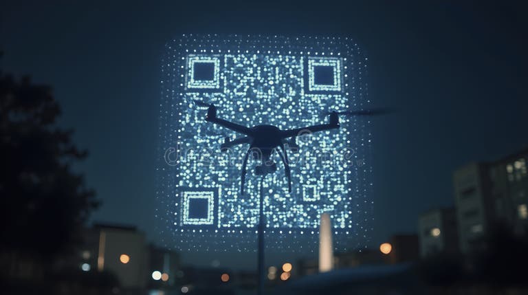 Qr Code Formed by Drone Swarm Lights, AI Generated Image Stock Image ...
