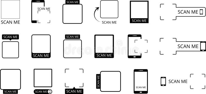 QR Code Frame for Scanning. Scan Me Phone Tag Stock Illustration ...