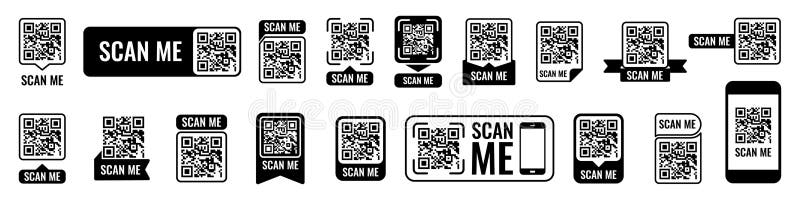 Qr Code Frame Set. Qr Code Mockup. Mobile Payment and Identity. Vector ...