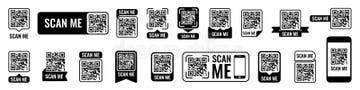 Qr Code Frame Set. Qr Code Mockup. Mobile Payment and Identity Stock ...