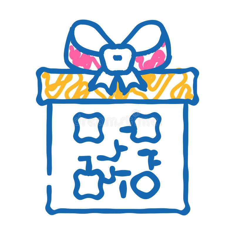 Qr Code Gift Icon Doodle Illustration Stock Vector - Illustration of ...