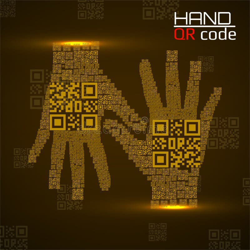 QR Code Hand. Silhouette Human Hands with Qr Code Stock Vector ...