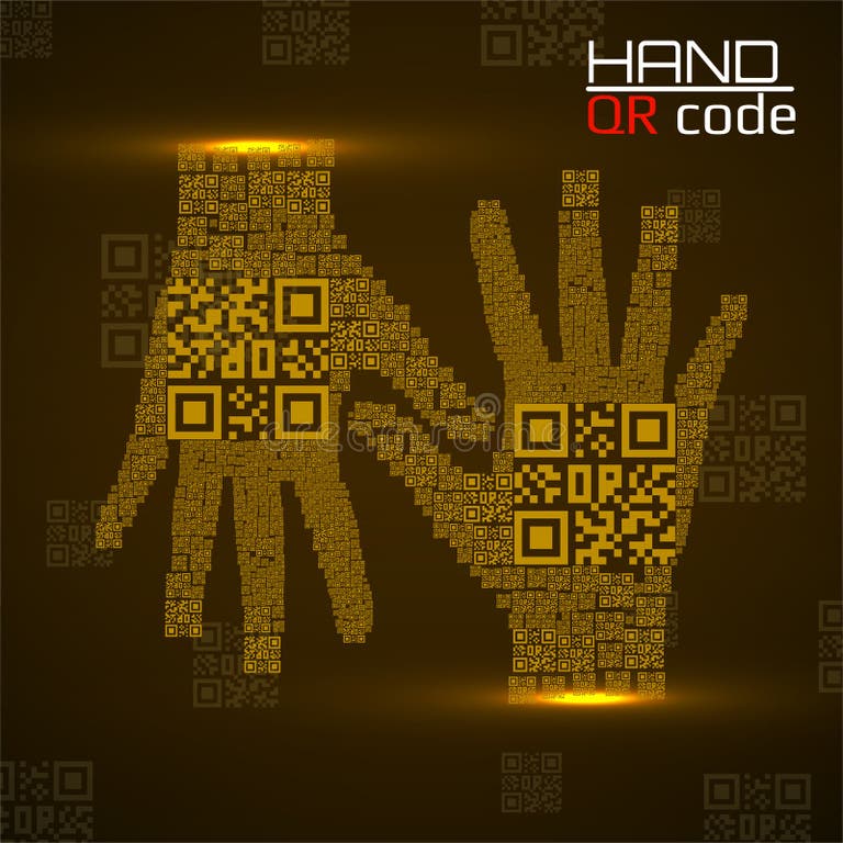 QR Code Hand. Silhouette Human Hands with Qr Code Stock Vector ...