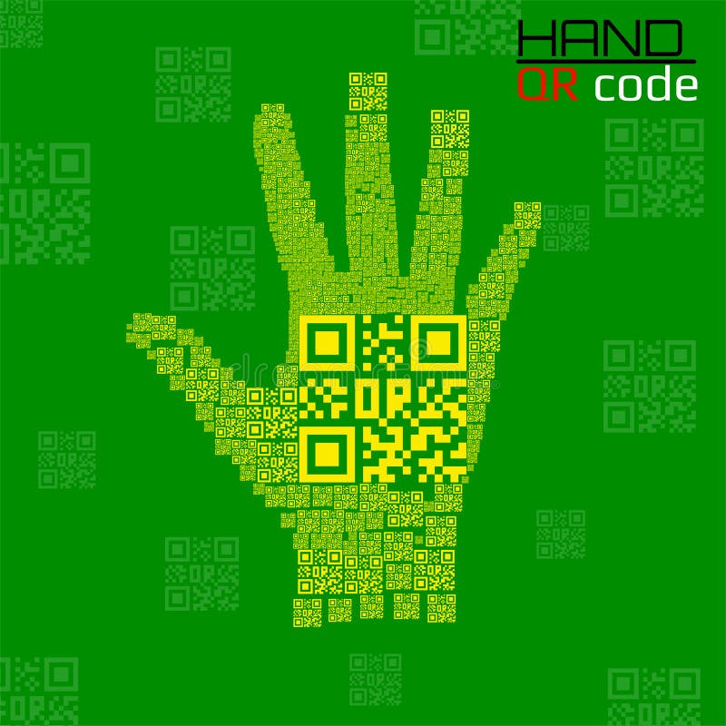 QR Code Hand. Silhouette Human Hand with Qr Code. Technology Concept ...