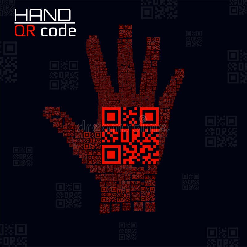 QR Code Hand. Silhouette Human Hand with Qr Code. Technology Concept ... QR Code Hand. Silhouette Human Hand with Qr Code. Technology Concept ...