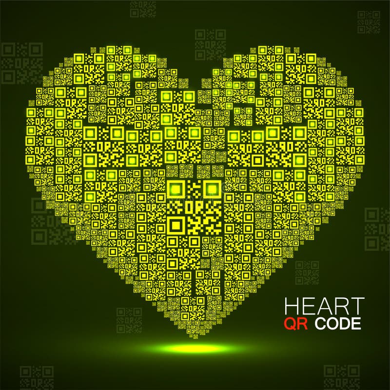 QR Code Heart. Silhouette Heart with Qr Code Stock Vector ...