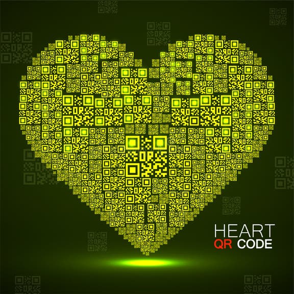 QR Code Heart. Silhouette Heart with Qr Code Stock Vector ...