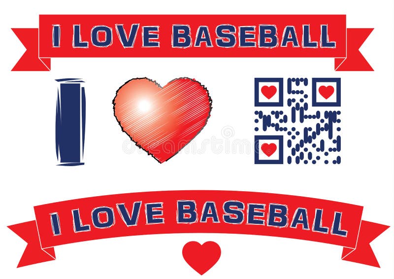 QR Code: I Love Baseball with Red Banners Stock Illustration ...