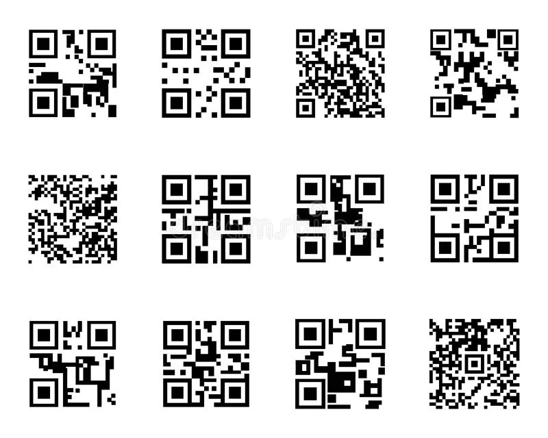 Qr Code Icon Collection in Black. Scan Me Code Template. Digital ...