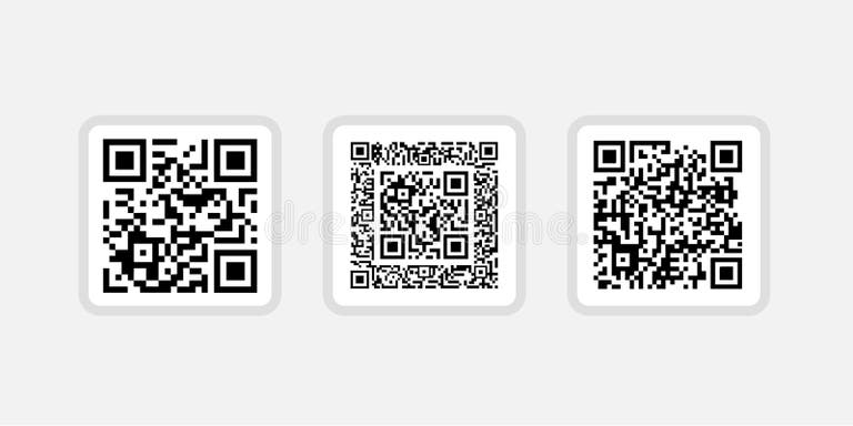 QR Code Icon. Fake Template of Quick Response Matrix Barcode in Square ...