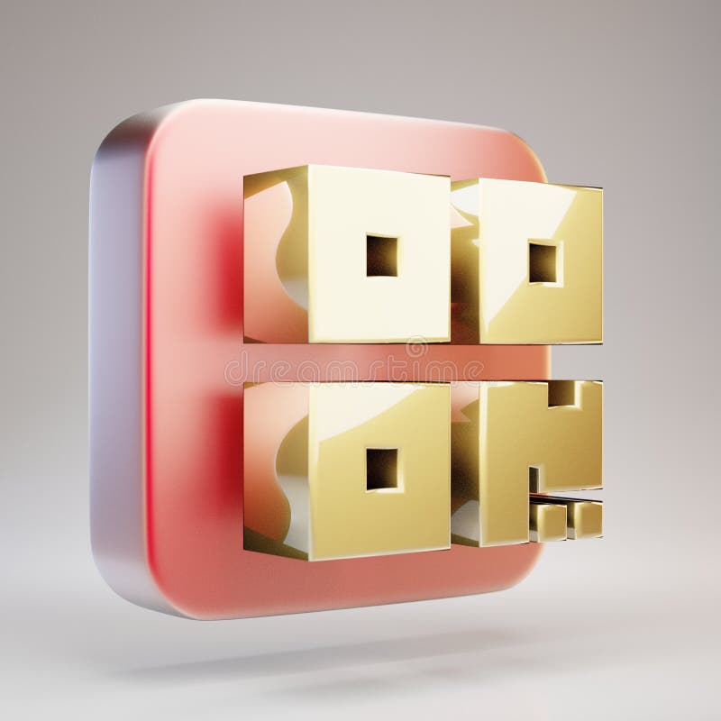 QR Code Icon. Golden QR Code Symbol on Red Matte Gold Plate Stock ...
