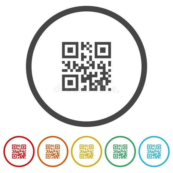 QR Code Icon. Set Icons in Color Circle Buttons Stock Vector ...