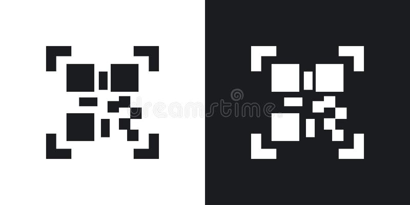 Qr Code Icon Set. Scan Qrcode Pictogram in Black Filled and Outlined ...