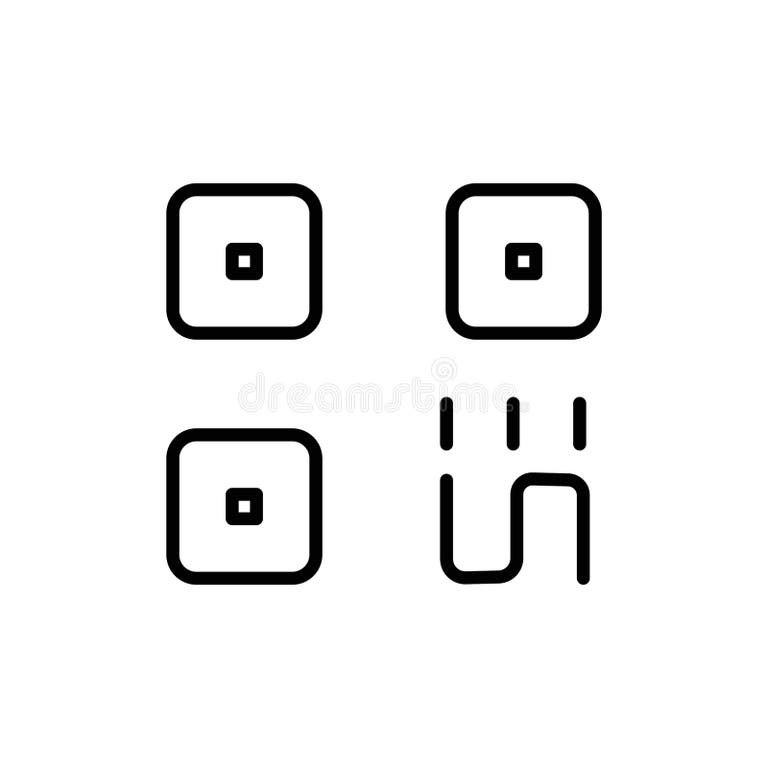QR Code Icon Thin Line Art Isolated Stock Vector - Illustration of ...