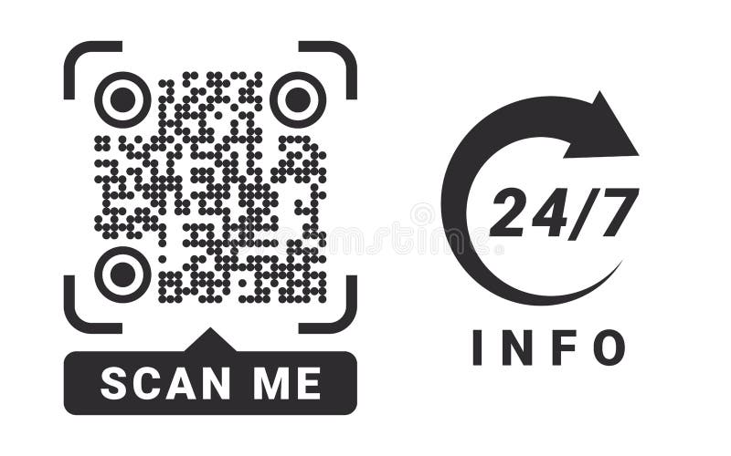 QR Code Icons. Quick Response Codes. Barcode Sign. 24 7 Support Stock ...