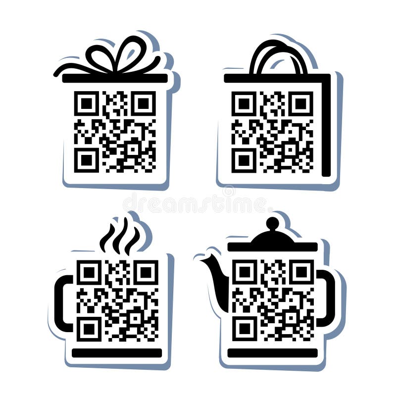 QR-Code. 4 icons set stock vector. Illustration of pictograph - 32259164