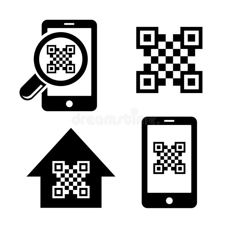 QR code icons set stock vector. Illustration of gadget - 35400983