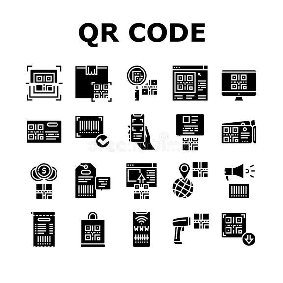 Qr Code Identification Collection Icons Set Vector Stock Illustration ...