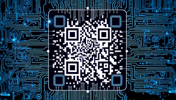 QR Code Integrated into Circuit Board, Depicting Technology and Digital ...