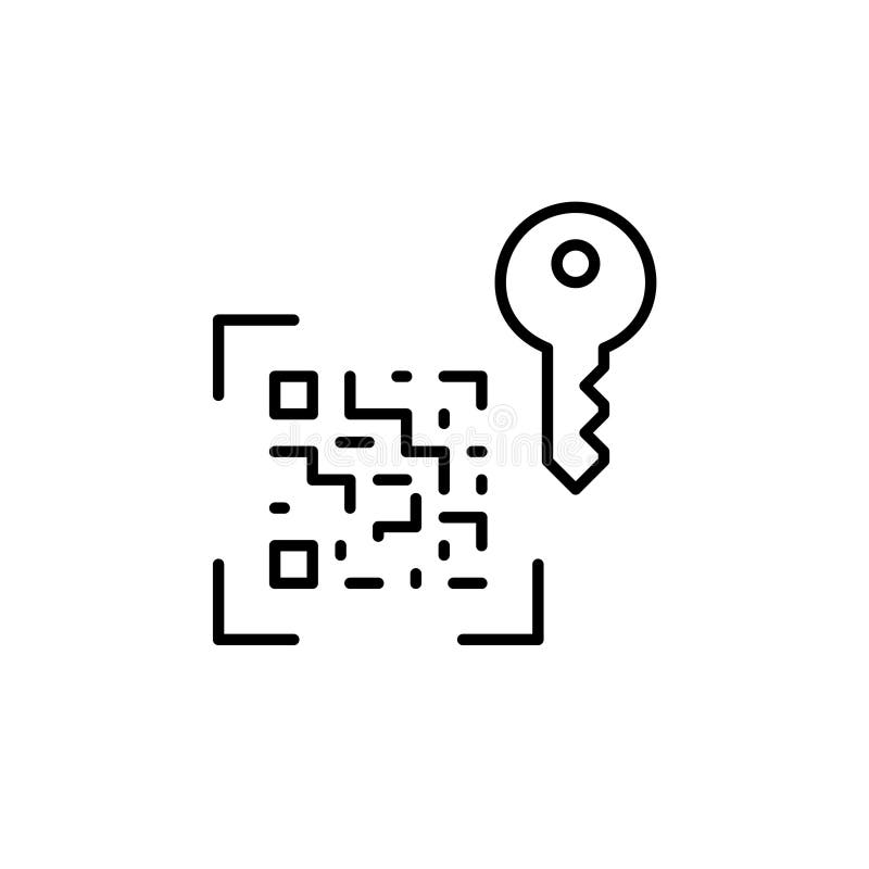Qr-code and Key. Digital Access with Scan. Pixel Perfect, Editable ...