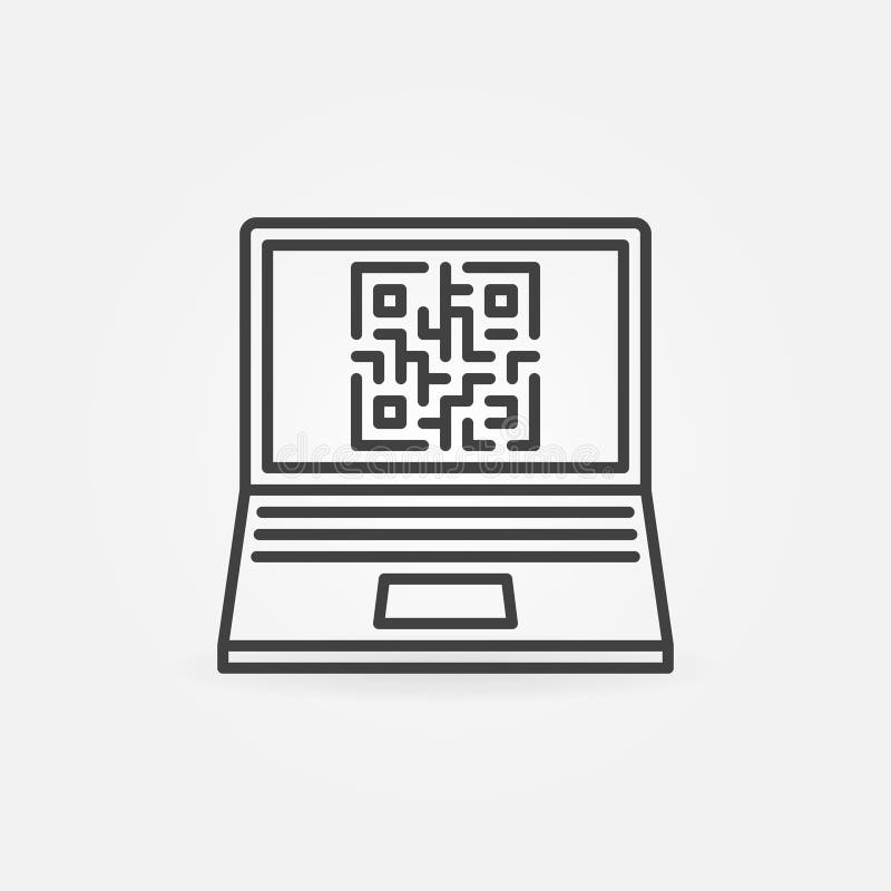 QR Code on Laptop Screen Vector Concept Line Icon Stock Vector ...