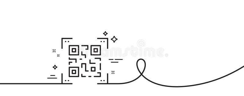 Qr Code Line Icon Scan Barcode Sign Continuous Line With Curl Vector