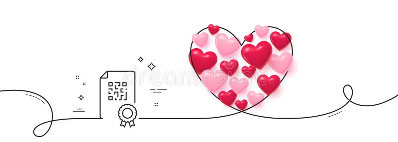 Qr Code Line Icon. Scan Barcode Sign. Continuous Line Big Heart. Vector ...