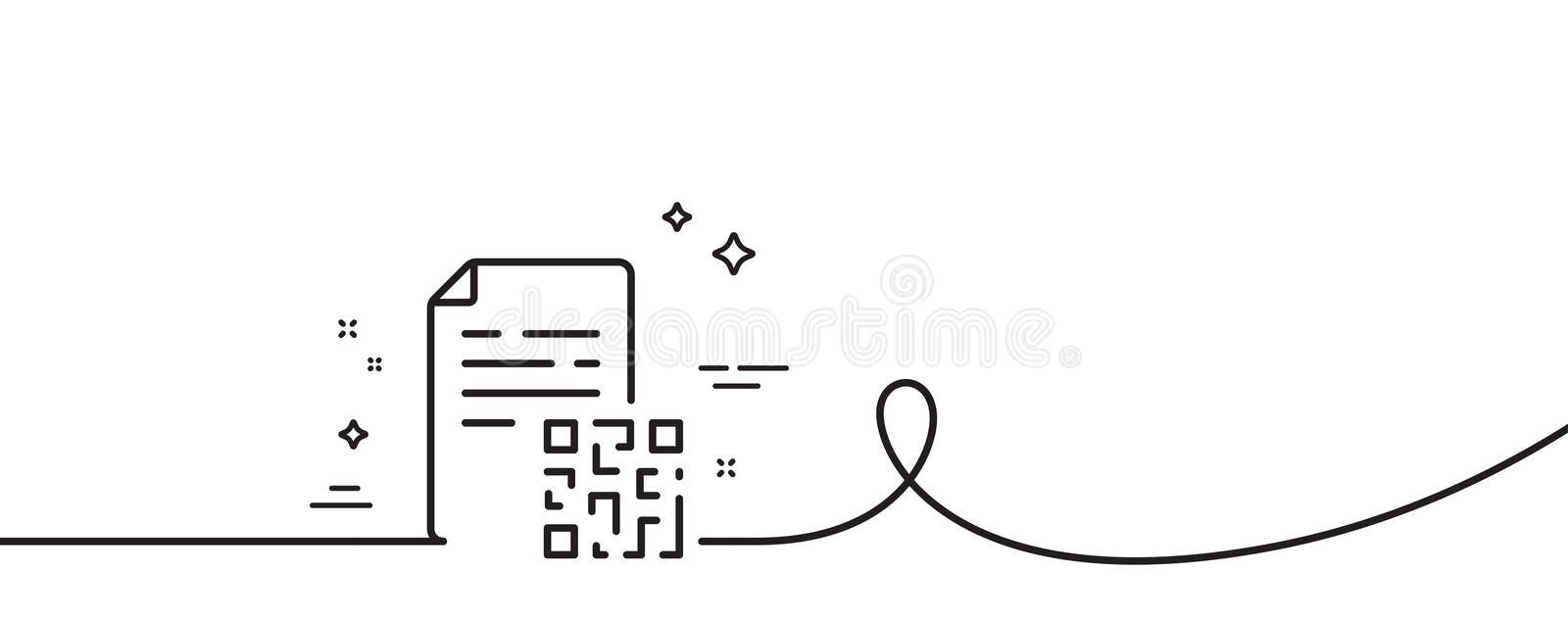 Qr Code Line Icon Scan Barcode Sign Continuous Line With Curl Vector