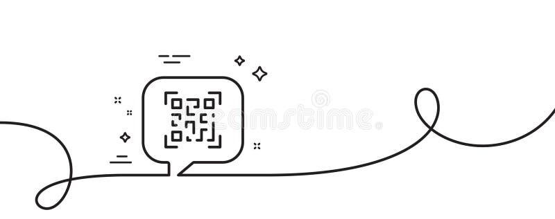 Qr Code Line Icon Scan Barcode Sign Continuous Line With Curl Vector
