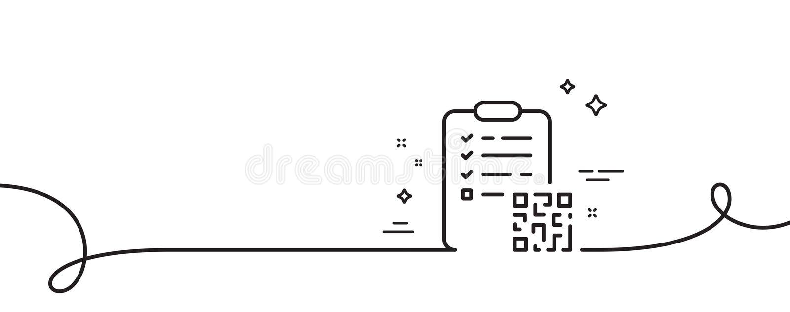 Qr Code Line Icon Scan Barcode Sign Continuous Line With Curl Vector
