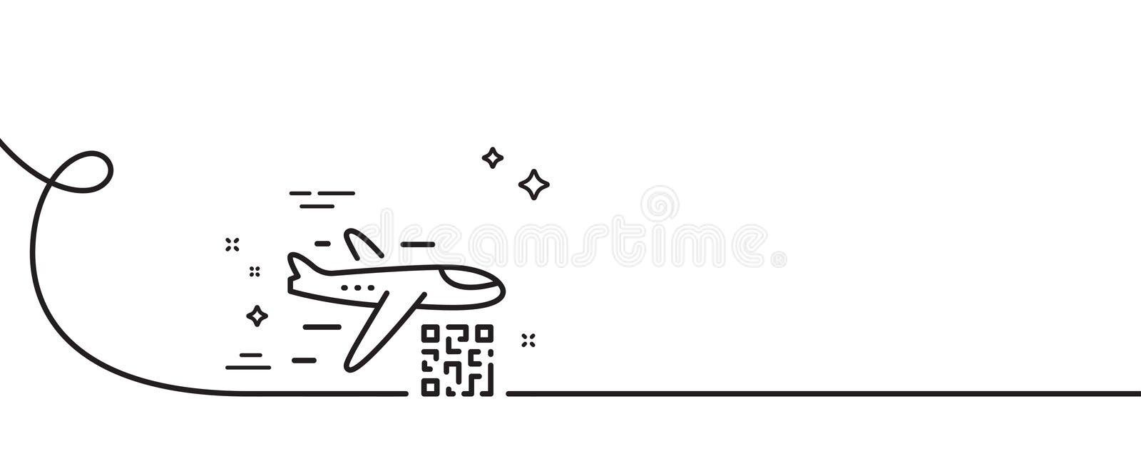 Qr Code Line Icon Scan Barcode Sign Continuous Line With Curl Vector
